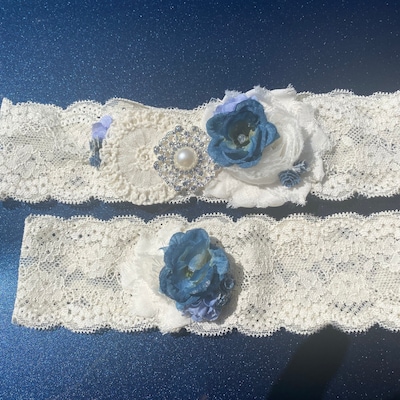 Dusty Blue Garter Something Blue Garter French Blue Wedding Custom ...