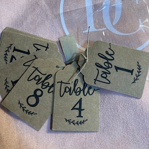 Table Numbers Tags • Table Tags for Weddings, Bridal Showers, Baby ...