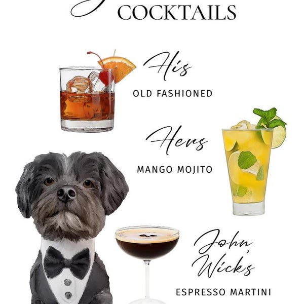 Dog Signature Cocktail Dog Custom Drink Sign Dog Signature Drink Sign ...