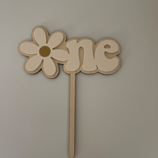 Daisy Cake Topper Flower Custom Name | Rattan, Acrylic, Personalized ...