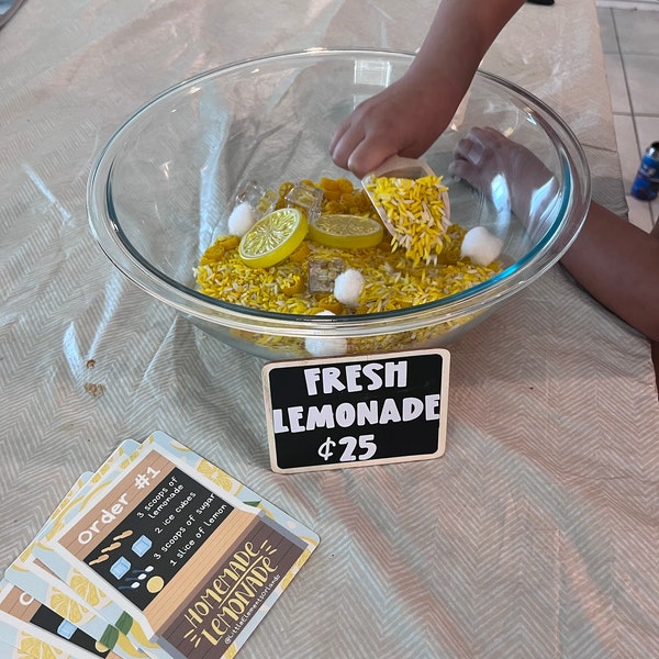 Lemonade Stand Sensory Rice, Lemonade Rice Filler, Spring Sensory Bin ...