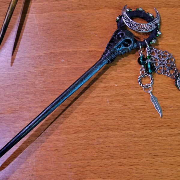 Crystal Point Hair Stick, Pagan Hair Pin, Decorative Wood Hair Pin ...