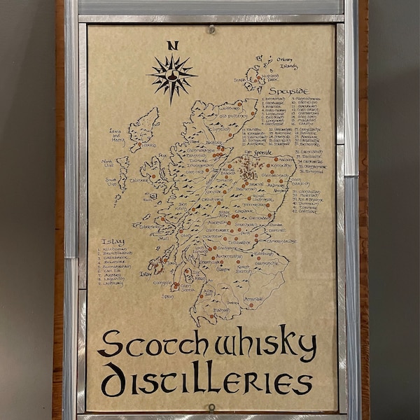 Scotland Distilleries Map - Etsy