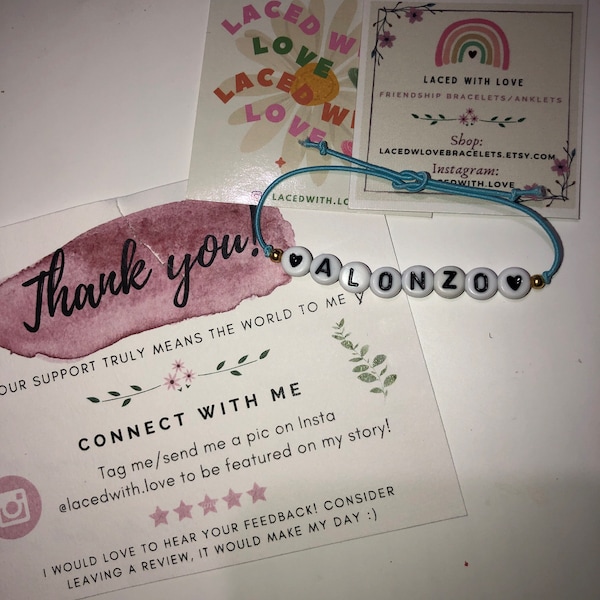 Custom Beaded Letter Name Friendship Bracelet ~ Minimalistic Elastic ...