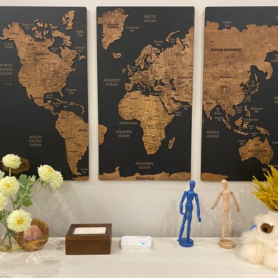 World Map Push Pin Wall Art With FREE Pins, Cork World Map Board ...