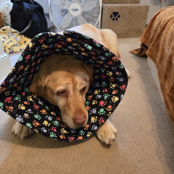 Fabric Dog Cone, Pink Flower Print, Comfortable Soft Medical Cone for ...