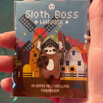 Sloth Enamel Pin, Warrior Sloth Lapel Pin Jewelry, Dnd Christmas Gift ...