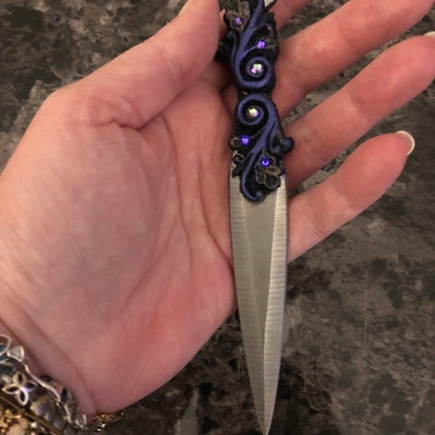 Mini Wiccan Athame Swirls Crystal Blade / Wicca Ritual Knife Ritual ...