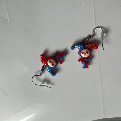 Weirdo Jester Clown Earrings Red or Orange - Etsy