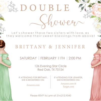 Double Baby Shower Modern Invitation for Joint Celebration - Etsy