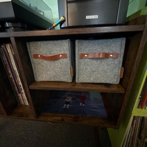 CD Box With Leather Handle, Felt Basket, CD Storage, Minimalist ...