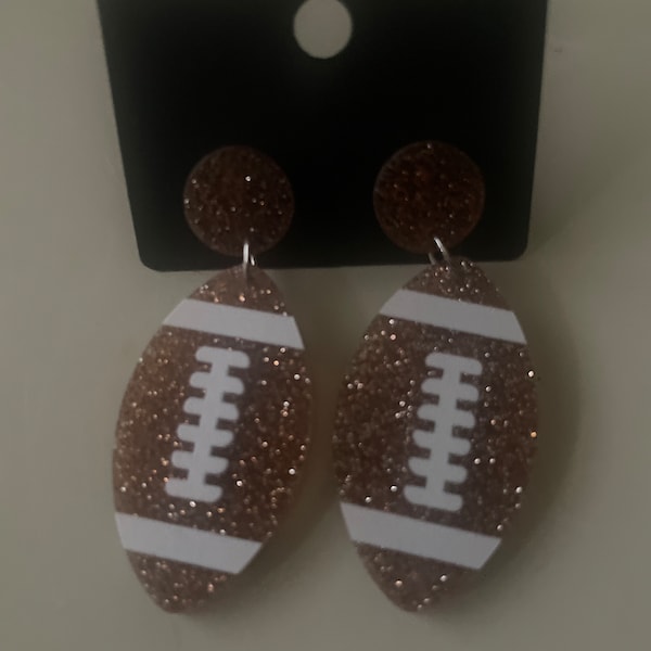 Football Dangle Earrings, Game Day Earrings, Sports Earrings, Glitter ...
