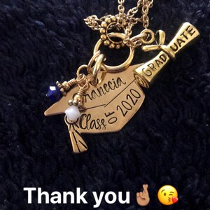 Personalized GOLD Graduation Cap Necklace, Graduation Gift, Custom Name ...