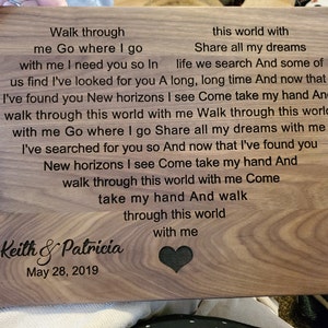 Engraved Wedding Song, First Dance Lyrics, Wood Anniversary Gift, Your ...
