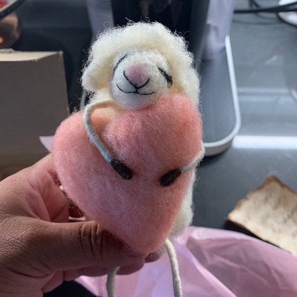 Felt Sheep Dreaming Love Valentines Day Gift Decoration Needle Felted ...