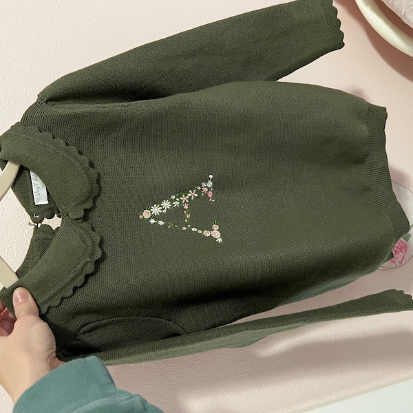 Machine Embroidery LETTER A Uppercase 9,6cm/3.80" Tall Dainty Floral ...