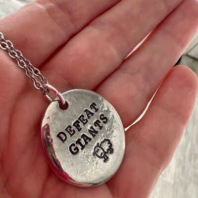 Custom Hand Stamped Pewter 1 Inch Circle Necklace Choose Your Phrase ...