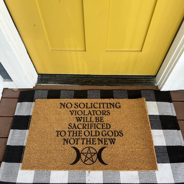 No Soliciting Old Gods Not the New Wiccan Witch Pagan Coir Doormat Door ...