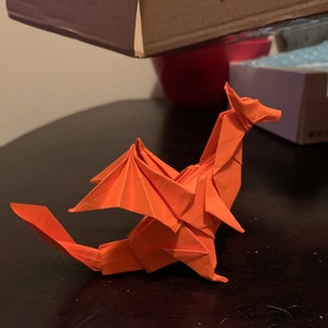 Handmade Red Origami Dragon Paper Dragon Decoration Fantasy - Etsy