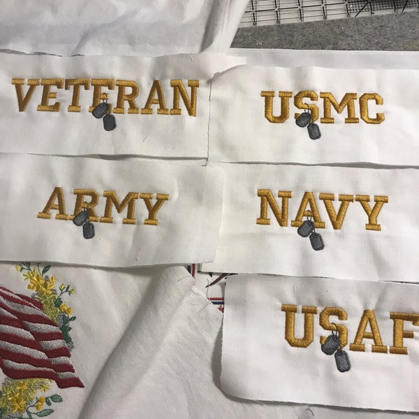 4 Sizes Military Design With Dog Tags - Machine Embroidery Design File ...