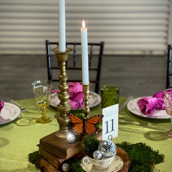 Table Number Holders Porcelain, Milk Glass Floral Vintage Wedding ...