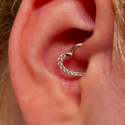 16G 14K Solid Gold Heart Shaped Daith Earrings/cartilage Earrings/daith ...