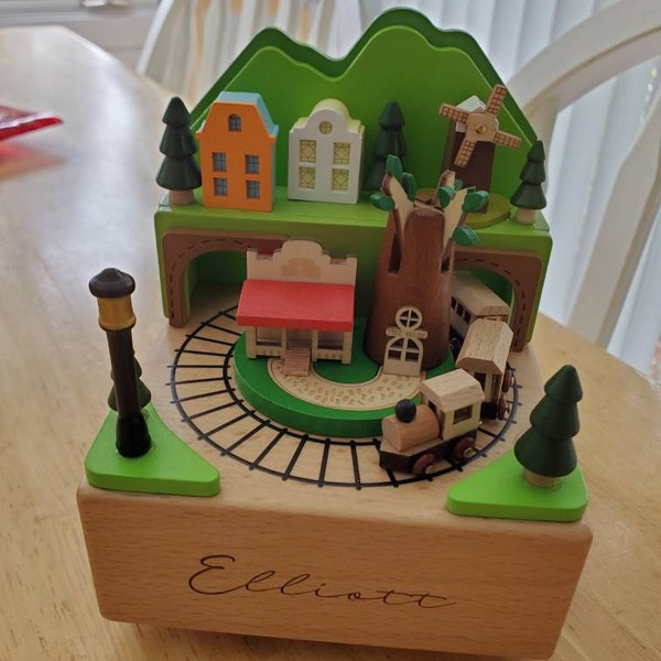 Wooden Music Box, Custom Wooden Handmade Music Box, Train Birthday ...