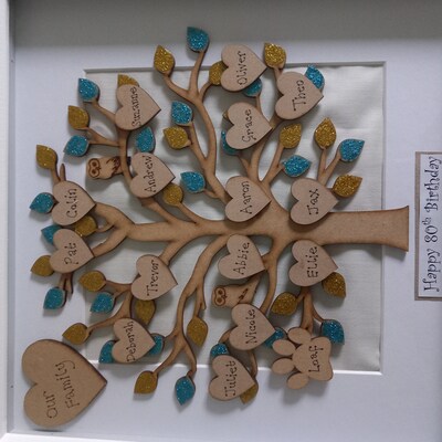 Large Family Tree Picture Box Frame Personalised up to 35 - Etsy