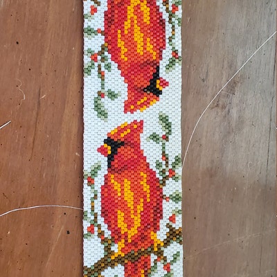 CARDINAL redbird / Even-count Peyote Bracelet or Bookmark Pattern / Pdf ...