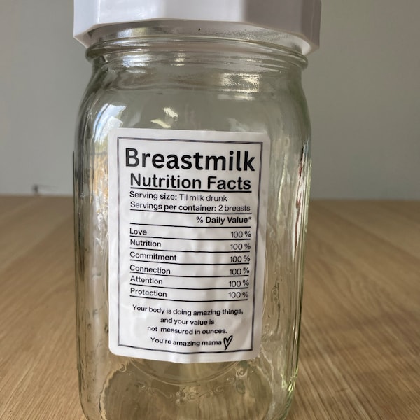 Breastmilk Nutrition Facts Sticker Breastfeeding Nursing Breastmilk ...