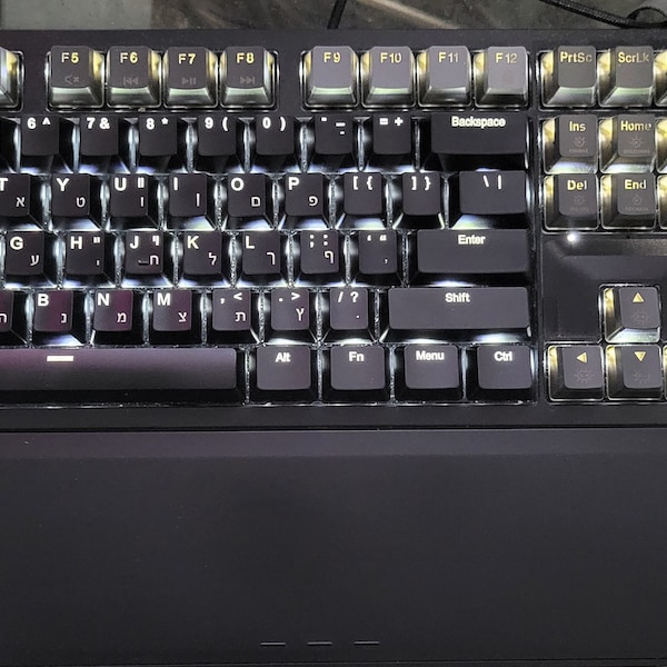 English & Hebrew Dual Languages Backlit Keycaps Set for Mechanical ...