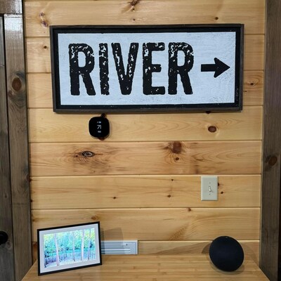 River Signs, Rustic River Sign With Arrow 16 X 36 or 22 X 52, River ...