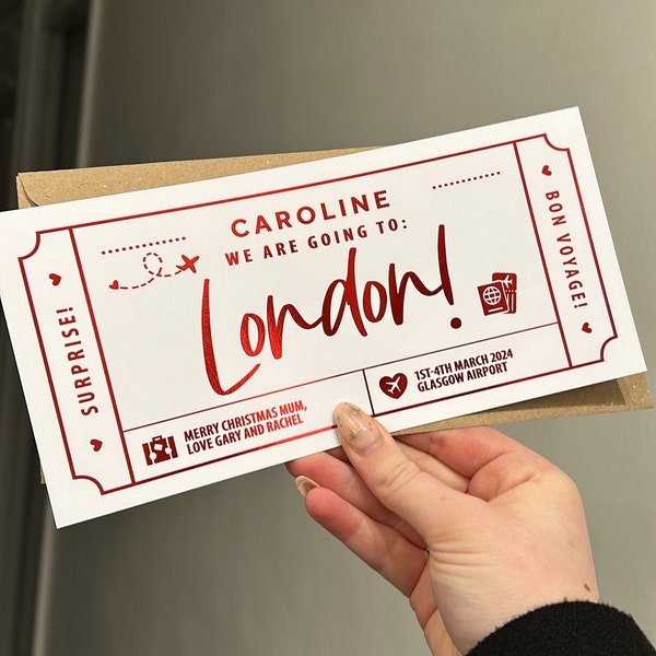 Foil Surprise Holiday Ticket, Personalised Surprise Trip Voucher ...