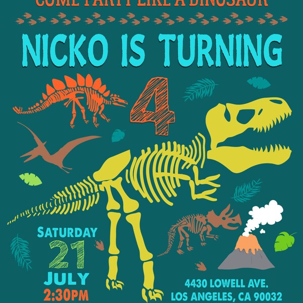 Dinosaur Birthday Invitation Dinosaur Party Printable Invitation ...