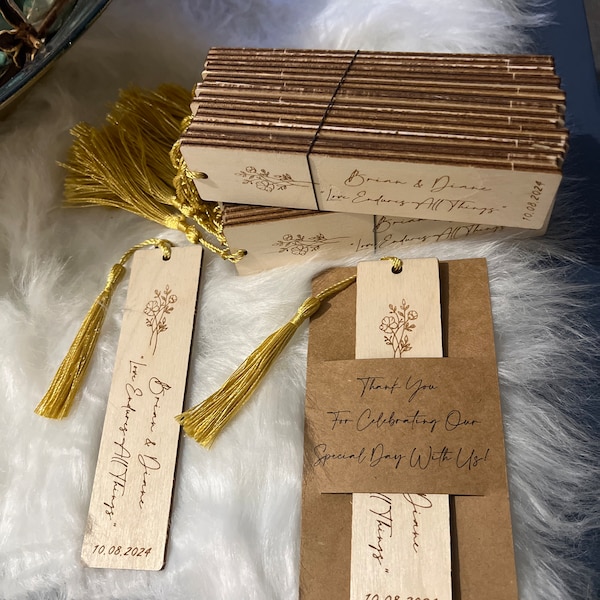 Wedding Bookmarks Bulk for Guests – Personalized Wooden Wedding Favors ...