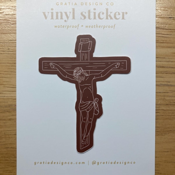 Crucifix Sticker, Jesus on Cross Sticker, Christian Sticker, Catholic ...