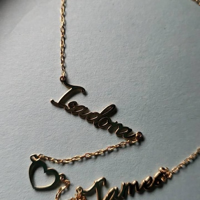 2 Names Necklace, Multiple Name Necklace, Two Name Necklace , Dainty ...