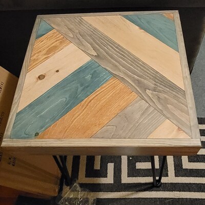 Teal Moss End Table, Farmhouse End Table, Coastal End Table, Nightstand ...