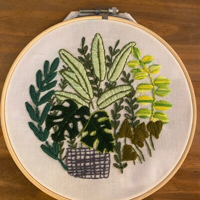 Green Plants Beginner Embroidery PDF Pattern. Hand Embroidery Plant ...
