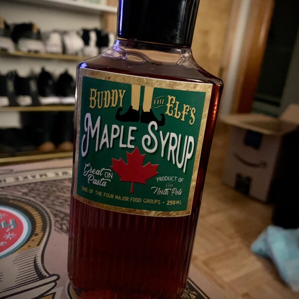 BUDDY the Elf Maple Syrup STICKER Label Only | Easy-to-peel Sticker ...