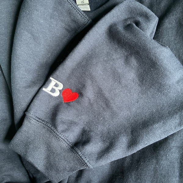 Custom Embroidered Initial Heart Sweatshirt | Personalized Couples ...