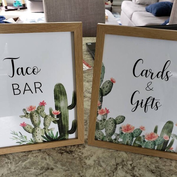 Taco Bar Sign Cactus Fiesta Taco Sign Boho Fiesta Bridal Shower Baby ...