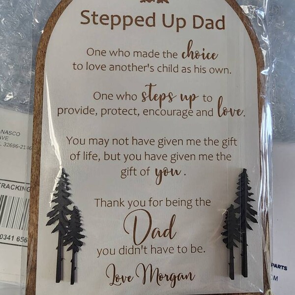 Stepped up Dad Sign, Personalized Father's Day Gift, Bonus Dad Sign ...