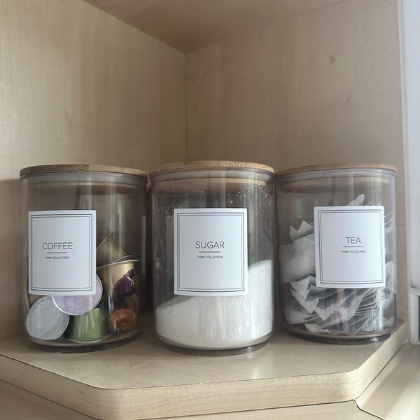 White Pantry Labels/ Waterproof Kitchen Jar Labels/minimal Pantry ...