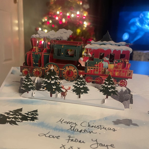 Christmas Santa Steam Train- Pop up 3D Greeting Card, Handmade ...