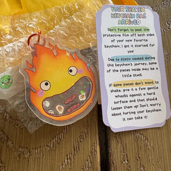 Fire Spirit Shaker Keychain | Castle Demon Acrylic Charm | Anime Kawaii ...