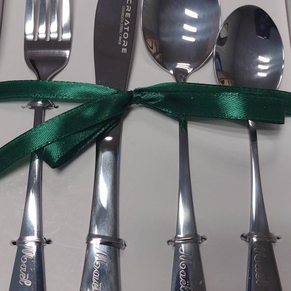 Gold Colored Kids Cutlery ~ Personalized Tableware Set for Children ...