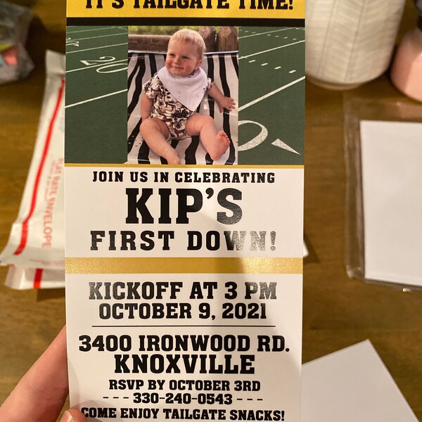 First Down! First (or Any Age and Any Colors!) Birthday Invitation ...