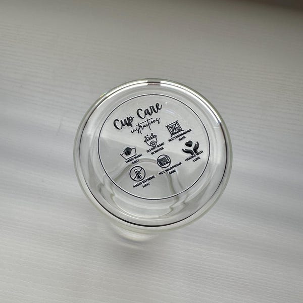 Cup Care 16 Ounce Glass Cup Transfers UVDTF Glass Tumbler Wraps ...