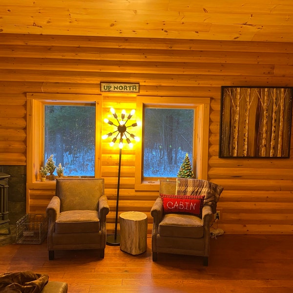 Up North Vintage Faux Birch Sign Framed in Faux Sticks Cabins - Etsy